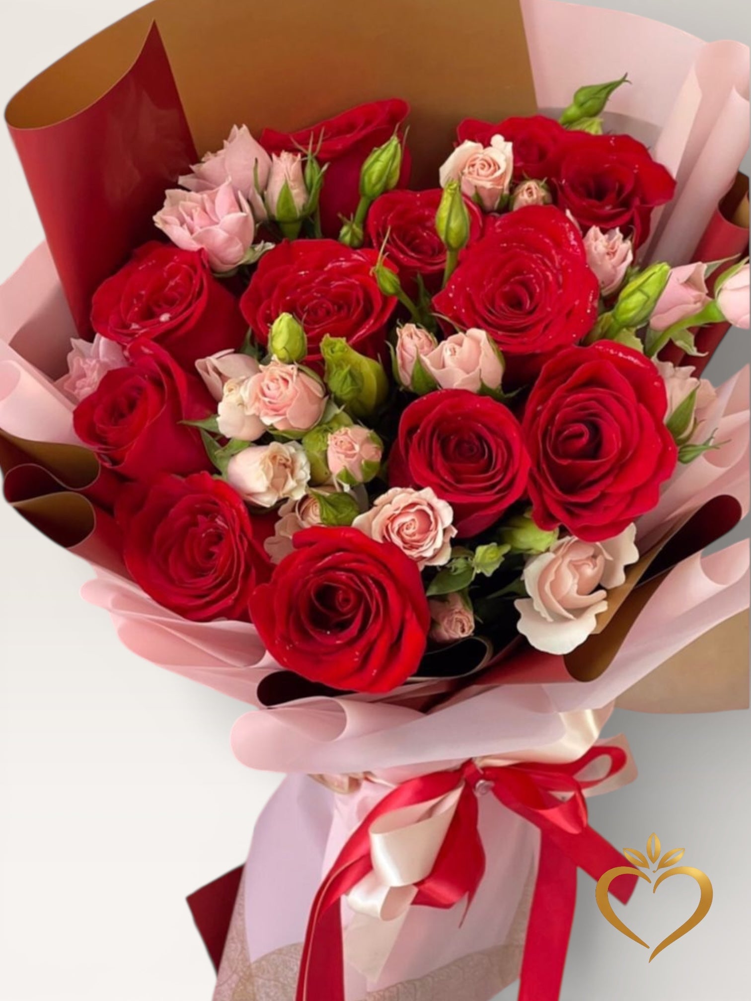 Romantic Red & Blush Rose Bouquet – Fancy Flower